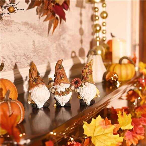 Accents | Fall Gnomes Table Decor Set Of 3 Autumn Decor Resin Garden ...